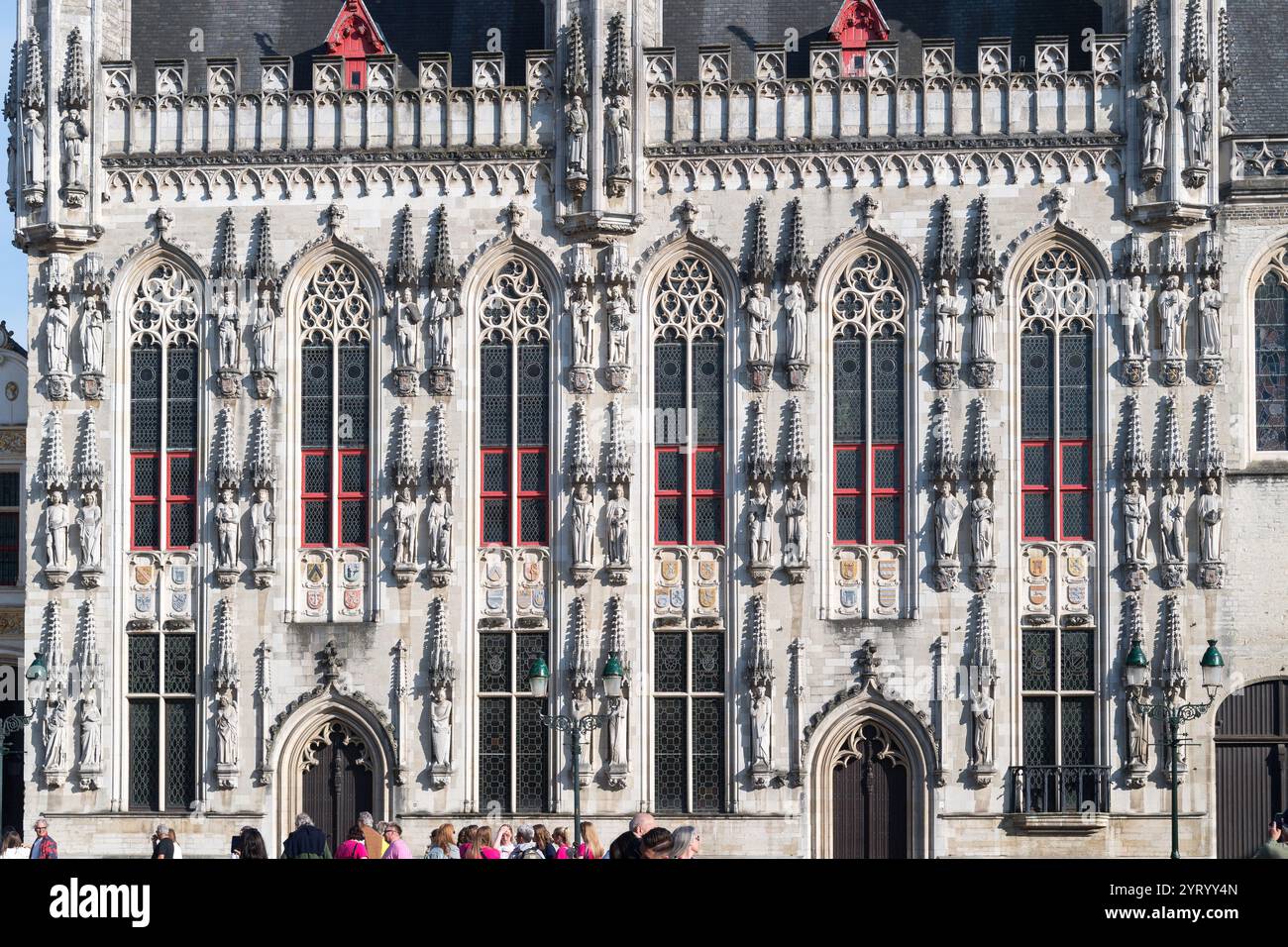 Facade of Brabantine Gothic Stadhuis van Brugge / Hôtel de ville de ...