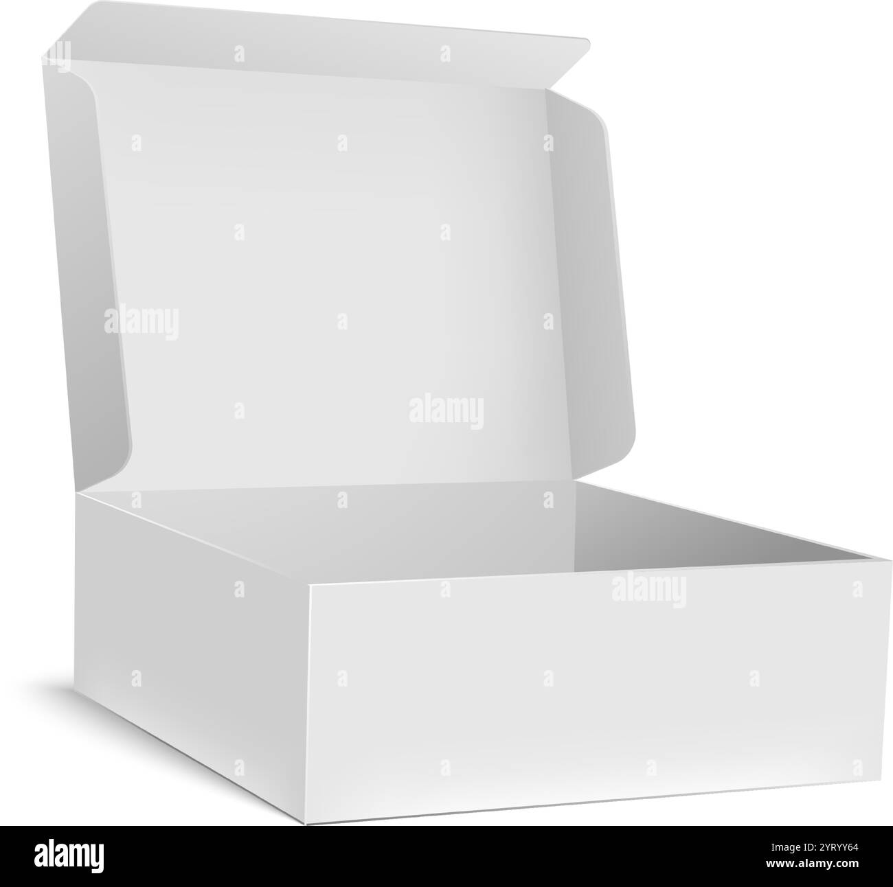 Realistic white opened box mockup presenting empty space inside ...