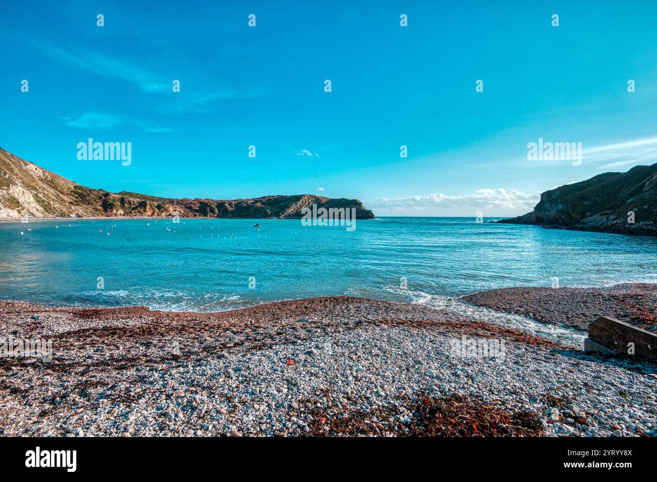 Lulworth Cove by the village of West Lulworth on the Jurassic Coast in ...