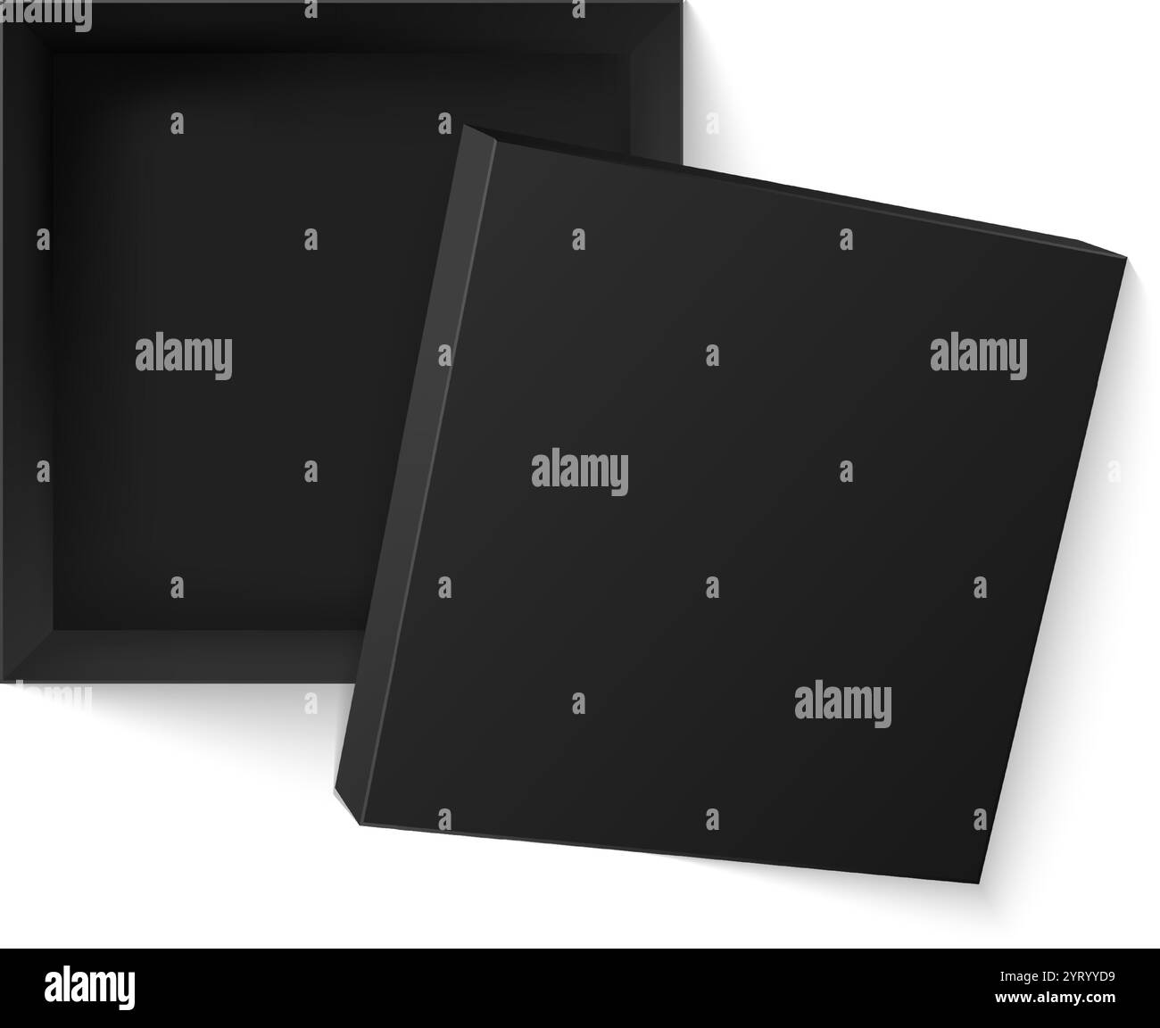 Realistic 3d vector illustration of a black square box opening ...