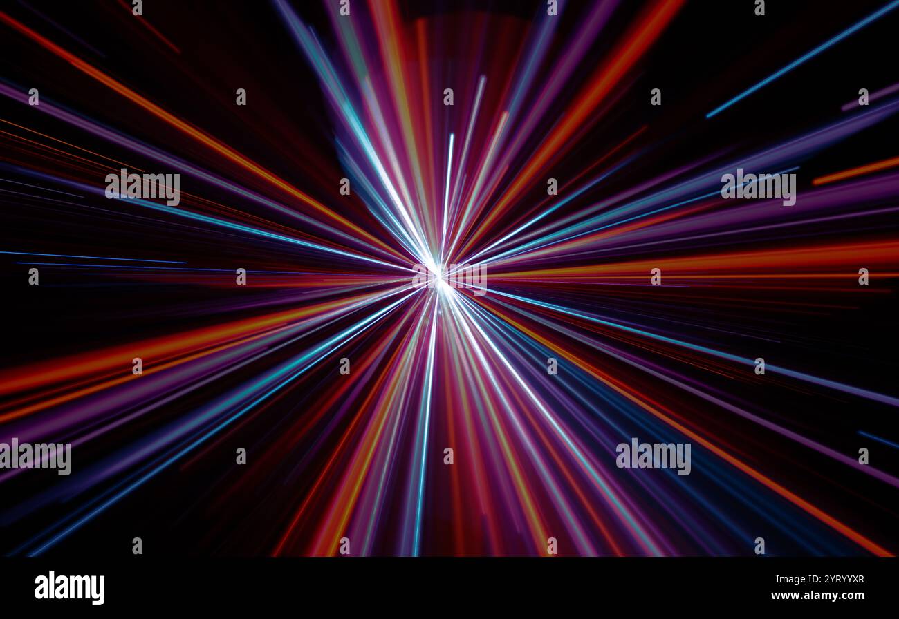Futuristic data flow. Explosion effect. Sci-fi Motion wallpaper. Neon Glowing Rays in Motion ...