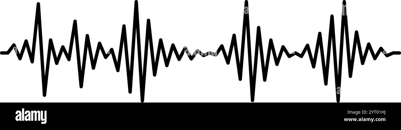 Black oscillating sound waves are visualizing audio signal, music wave ...
