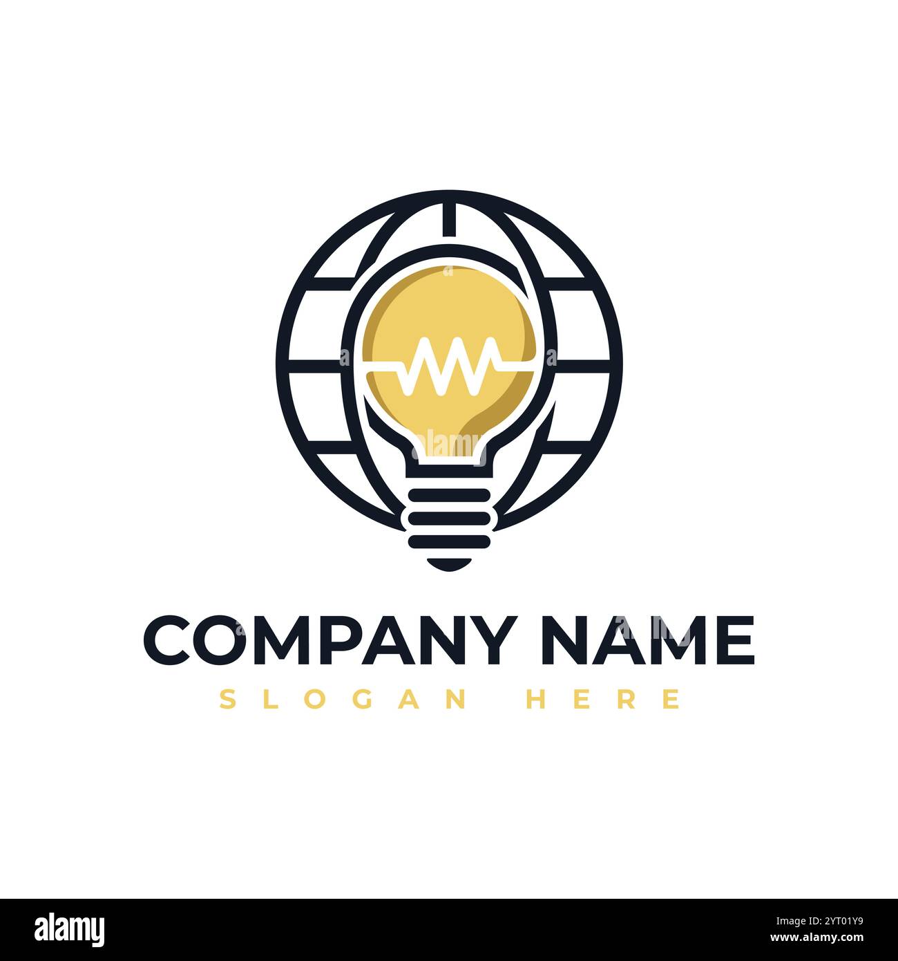 Modern logo of light bulb tech creative idea with globe. Vector ...