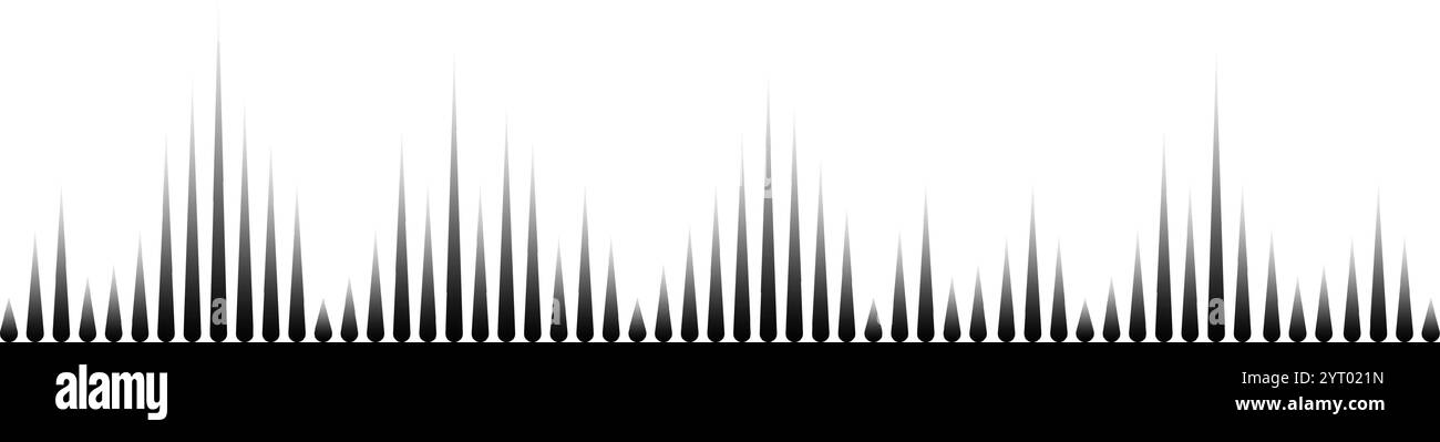 Black Sound Waves Are Visualized On White Background Creating An Abstract Representation Of