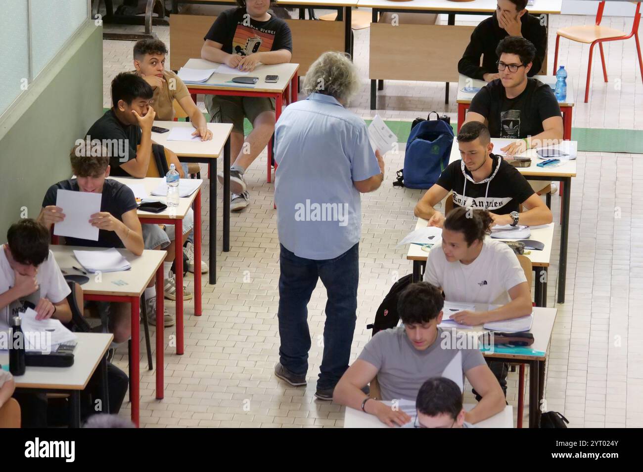 Italy, Arezzo, June 20, 2024 : High school maturity exams 2024. Professional school Isis Vasarai ...