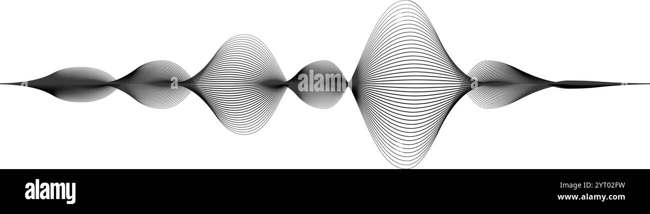 Black sound waves are visualizing radio signal frequency and digital ...