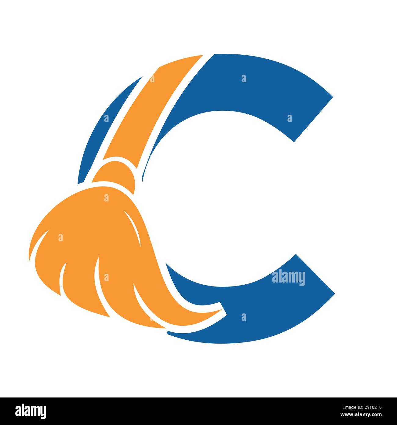 Initial Cleaning Logo On Letter C Combine With Cleaning Brush Symbol ...