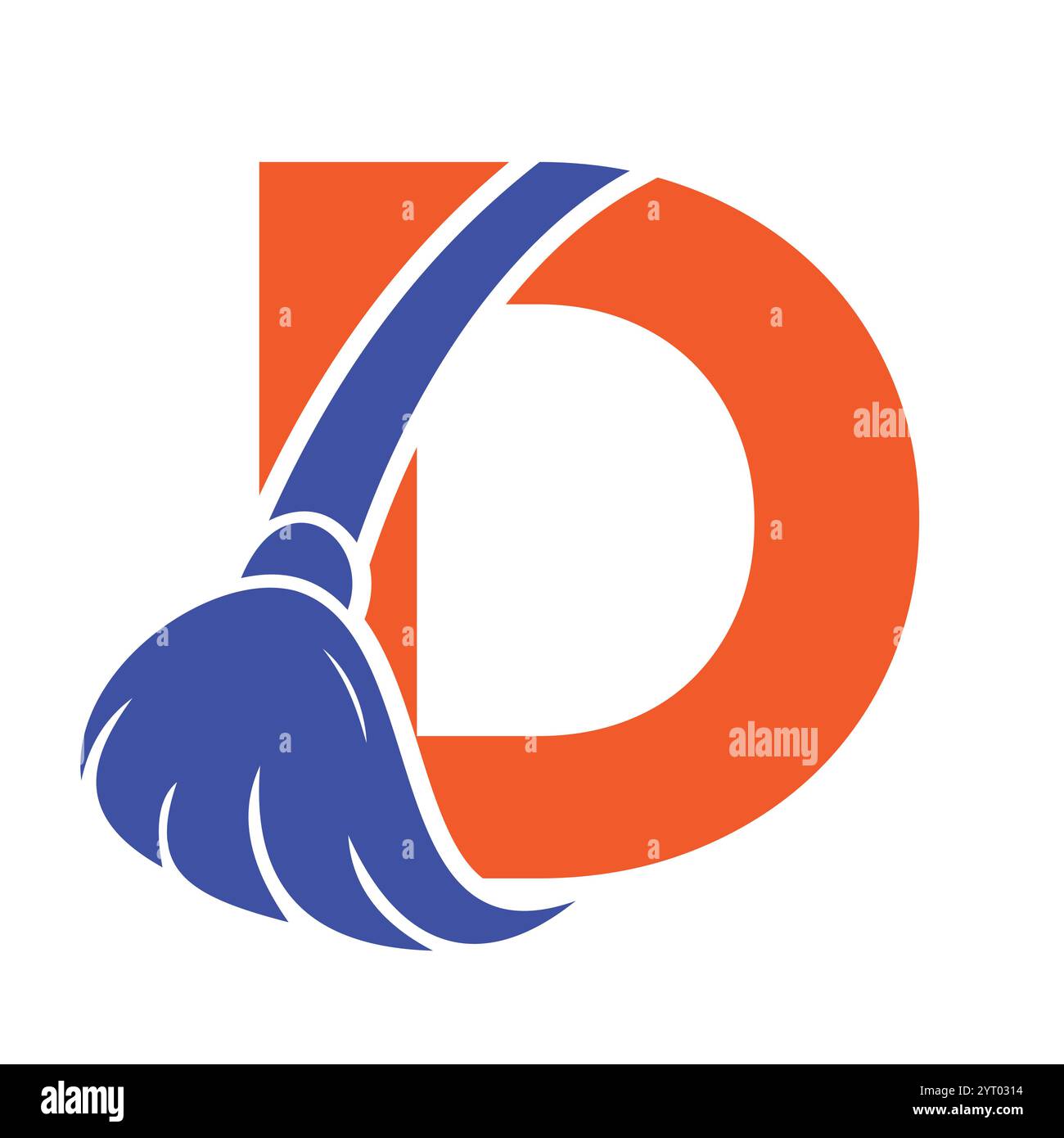 Initial Cleaning Logo On Letter D Combine With Cleaning Brush Symbol ...