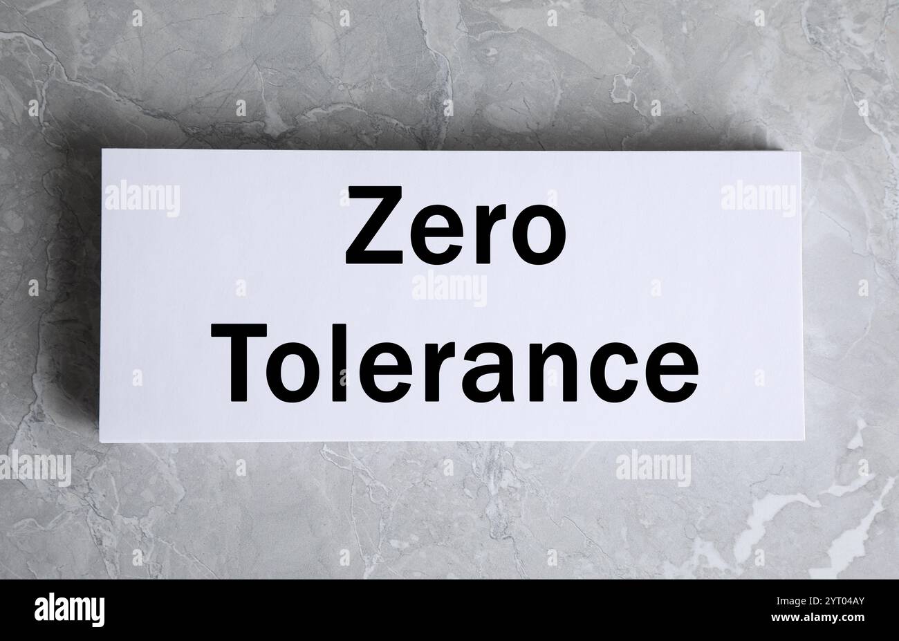 Zero Tolerance concept. Paper with words on grey background Stock Photo ...