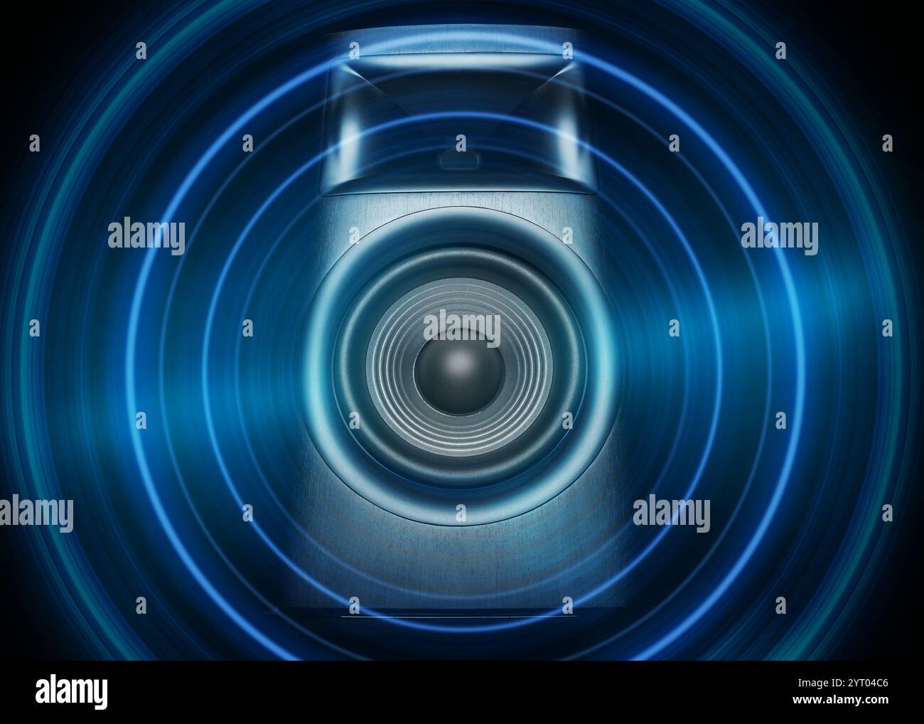 Sound waves coming out of loudspeaker on black background Stock Photo ...