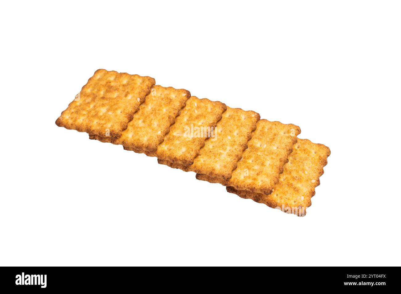 Wholemeal salt french crackers isolated on white background, top view ...