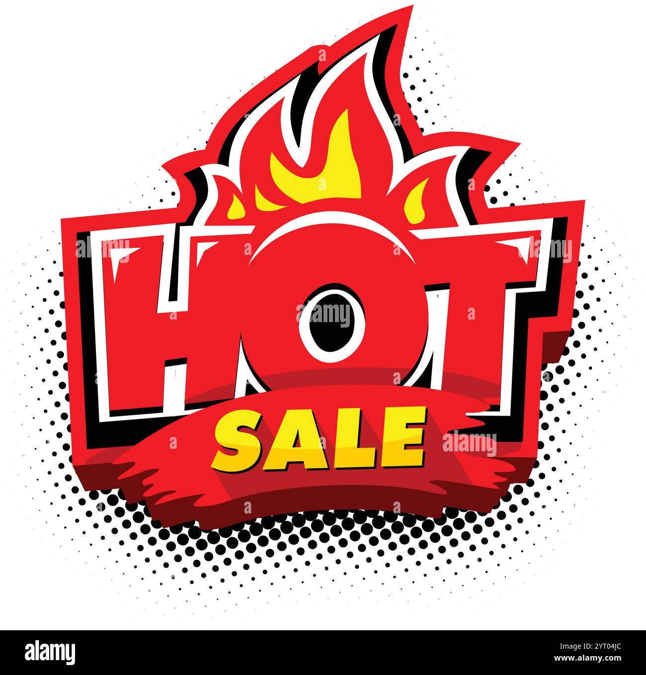 Hot sale icon. Label with flame in pop art style. Vector template on ...