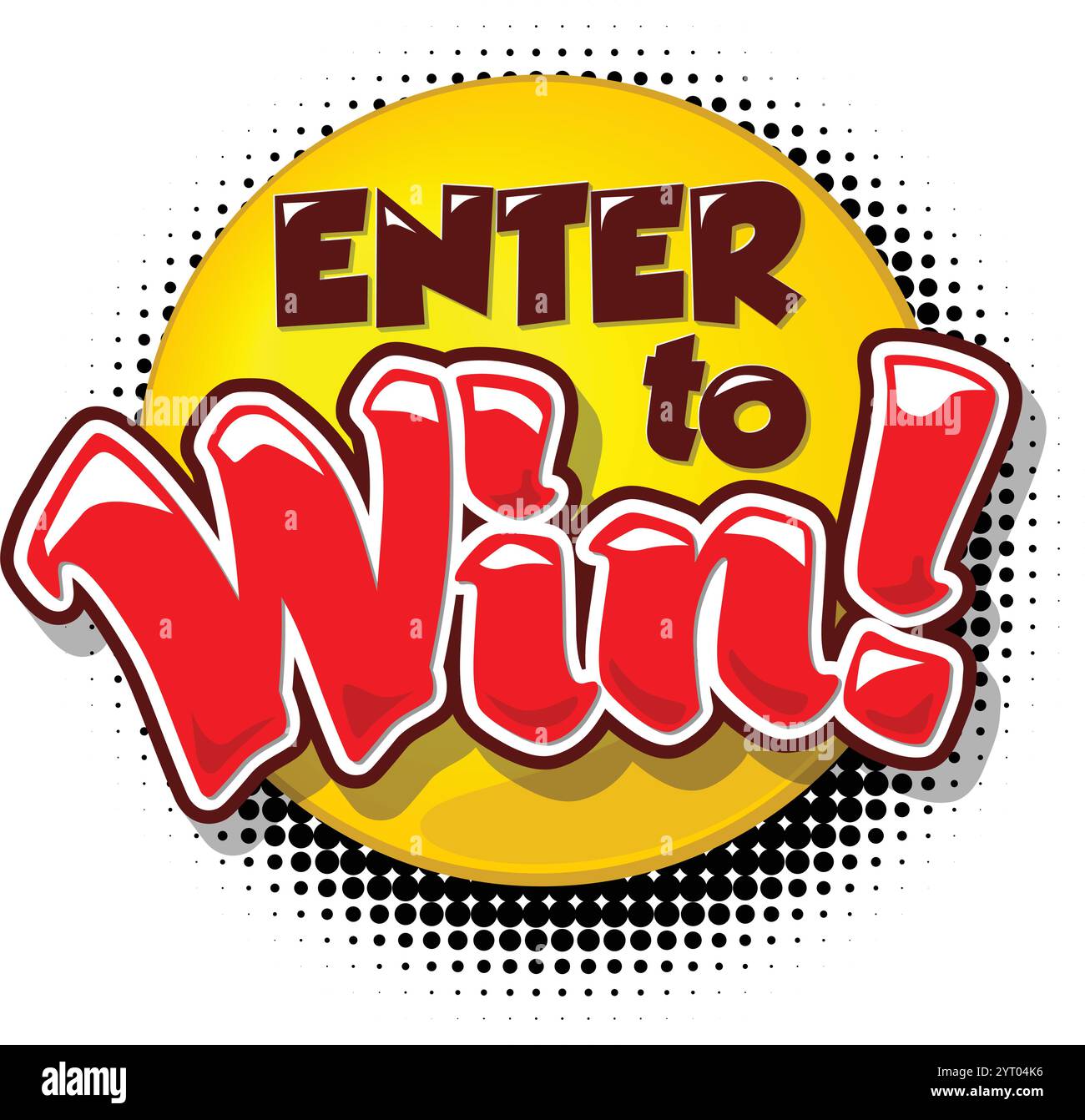 Sign Enter to win on circle bubble in comic style. Vector push button ...