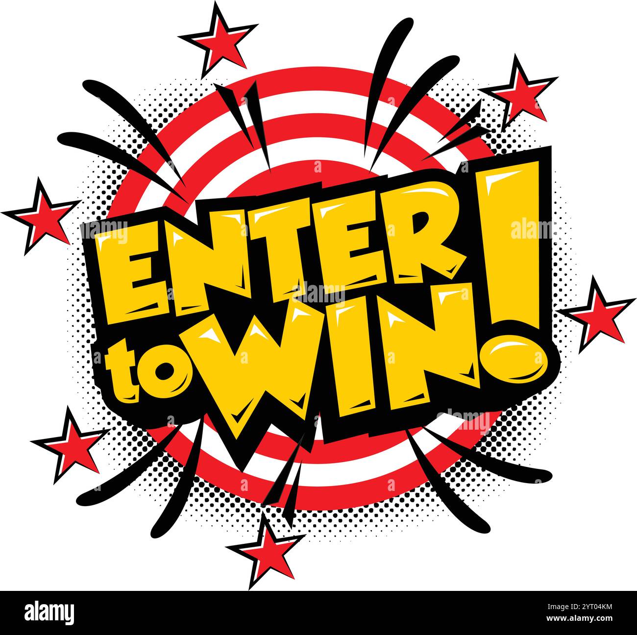 Sign Enter to win on round target with stars. Vector on transparent ...