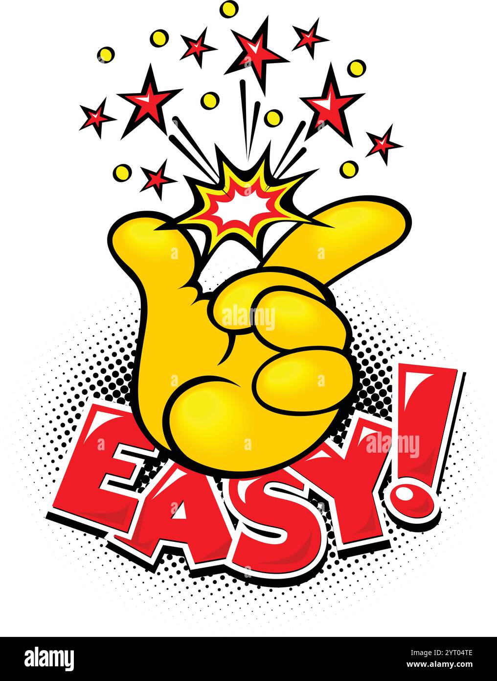 It's easy. Text with hand snapping finger gesture. Vector in comic book ...