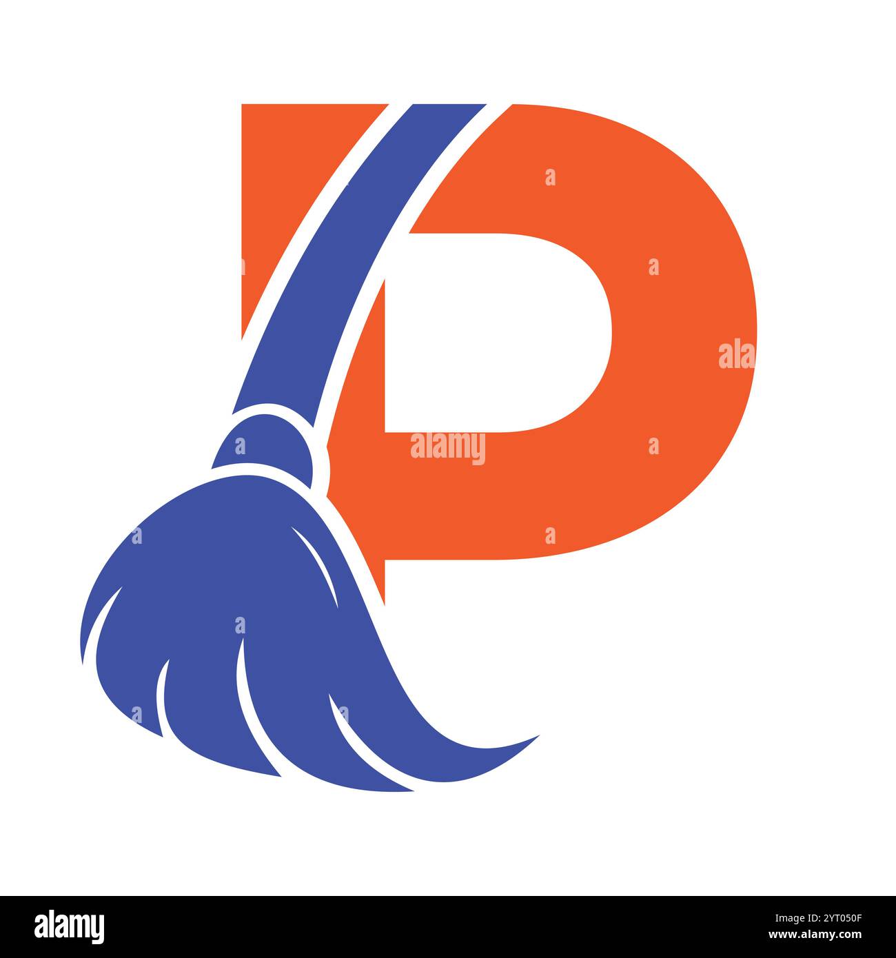 Initial Cleaning Logo On Letter P Combine With Cleaning Brush Symbol Concept For Cleaning ...