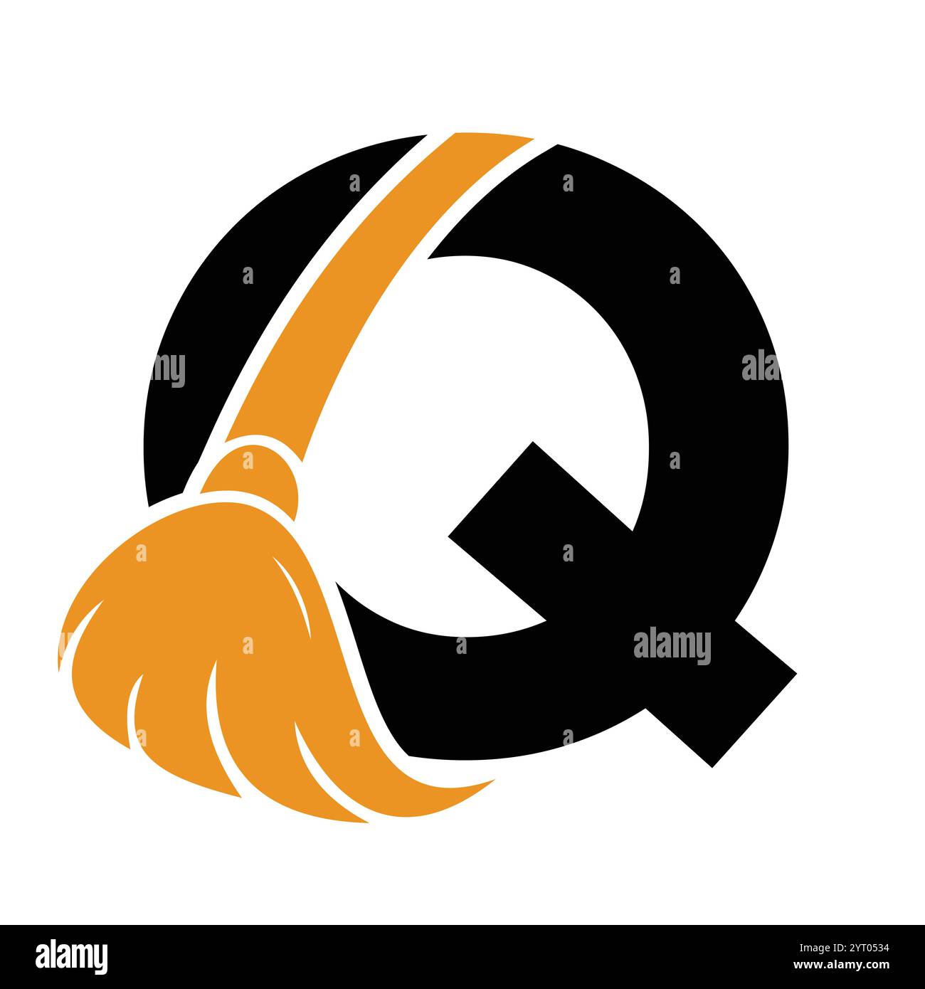 Initial Cleaning Logo On Letter Q Combine With Cleaning Brush Symbol ...