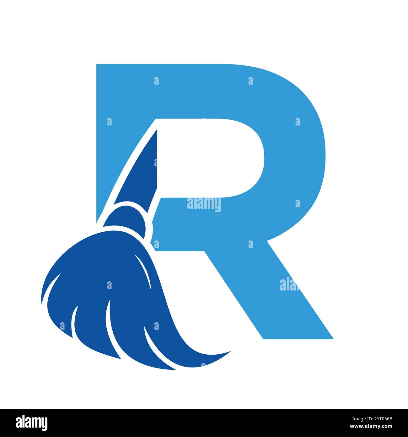 Initial Cleaning Logo On Letter R Combine With Cleaning Brush Symbol ...