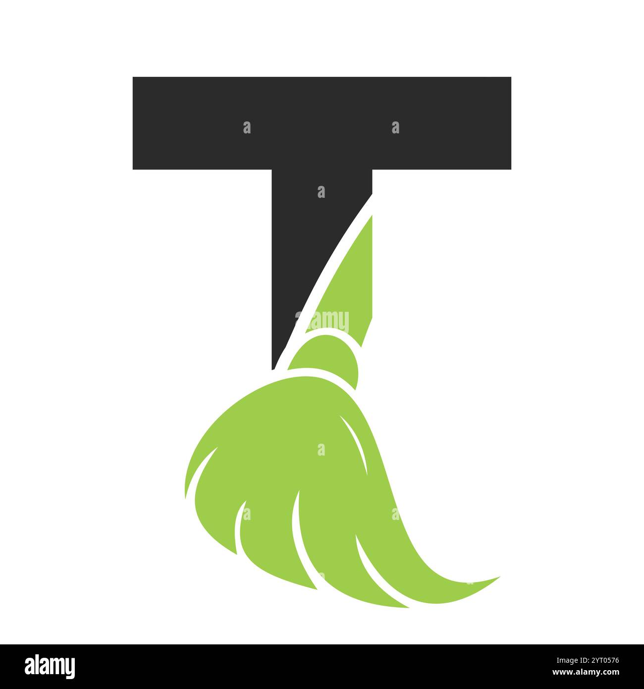 Initial Cleaning Logo On Letter T Combine With Cleaning Brush Symbol ...