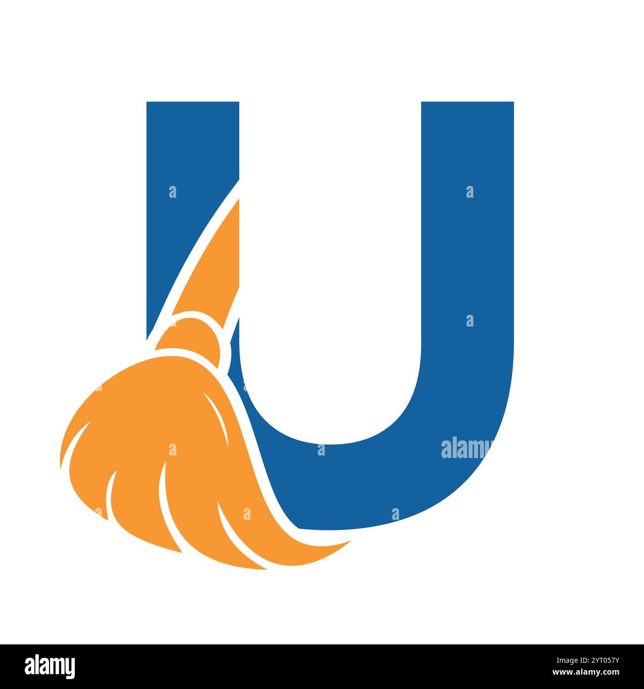 Initial Cleaning Logo On Letter U Combine With Cleaning Brush Symbol ...