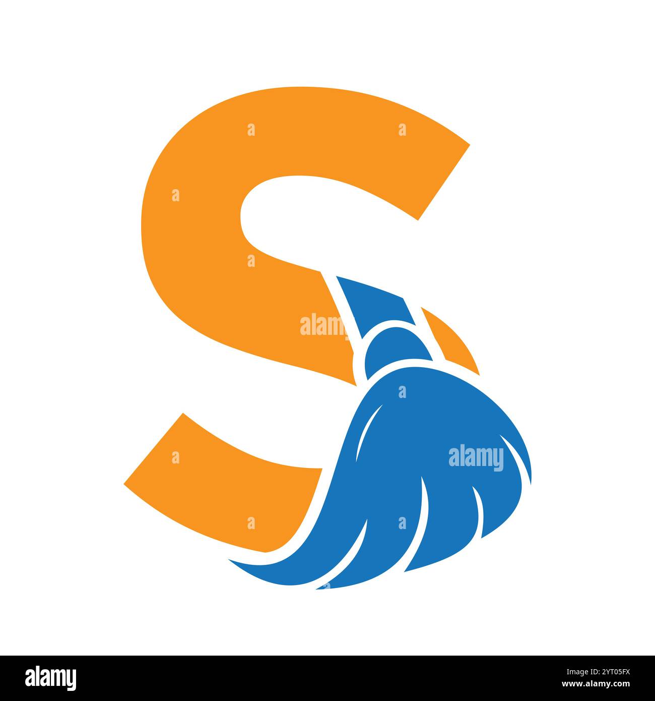 Initial Cleaning Logo On Letter S Combine With Cleaning Brush Symbol ...