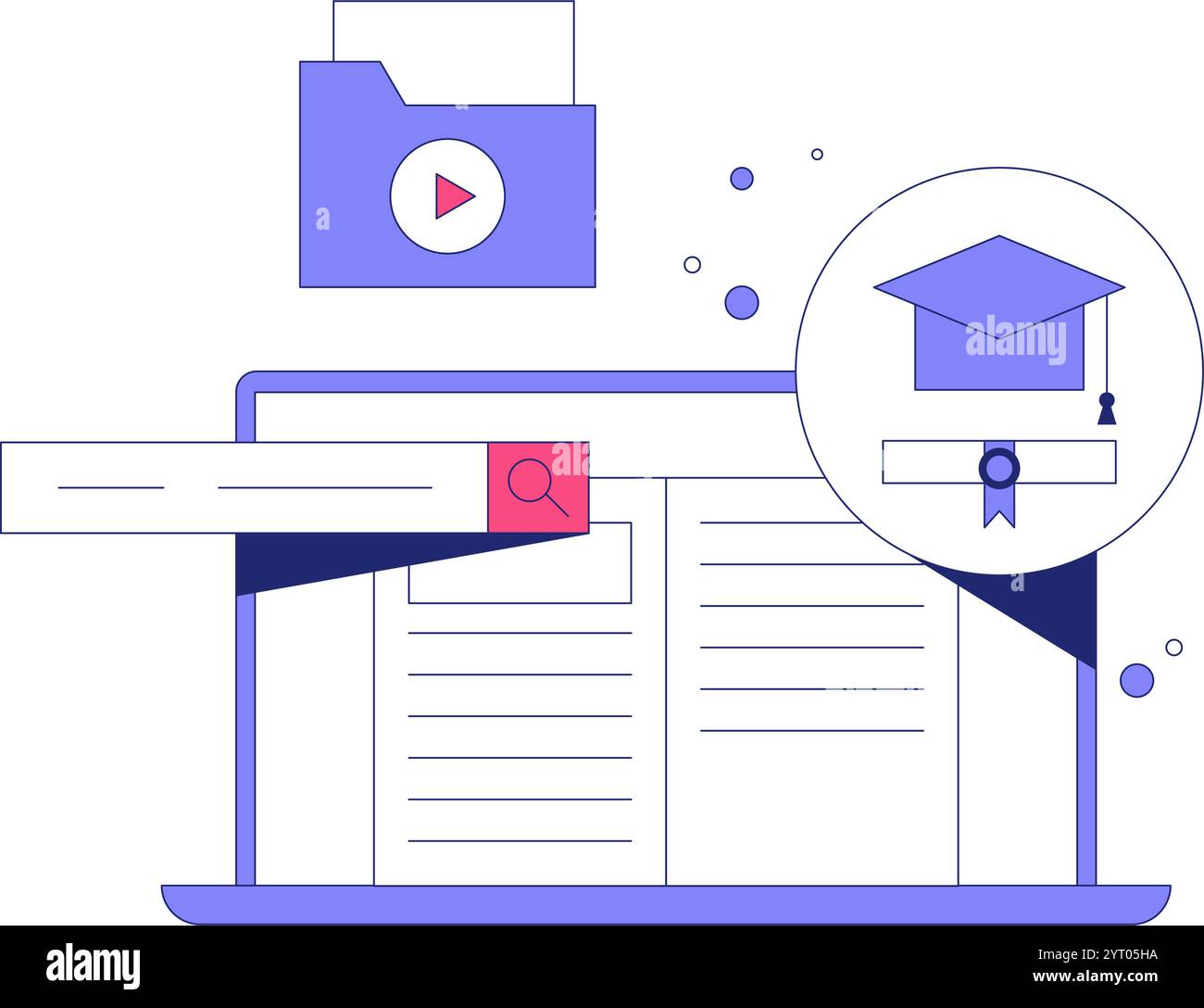 Online Learning Platform With Laptop And Graduation Icon In Flat Vector ...