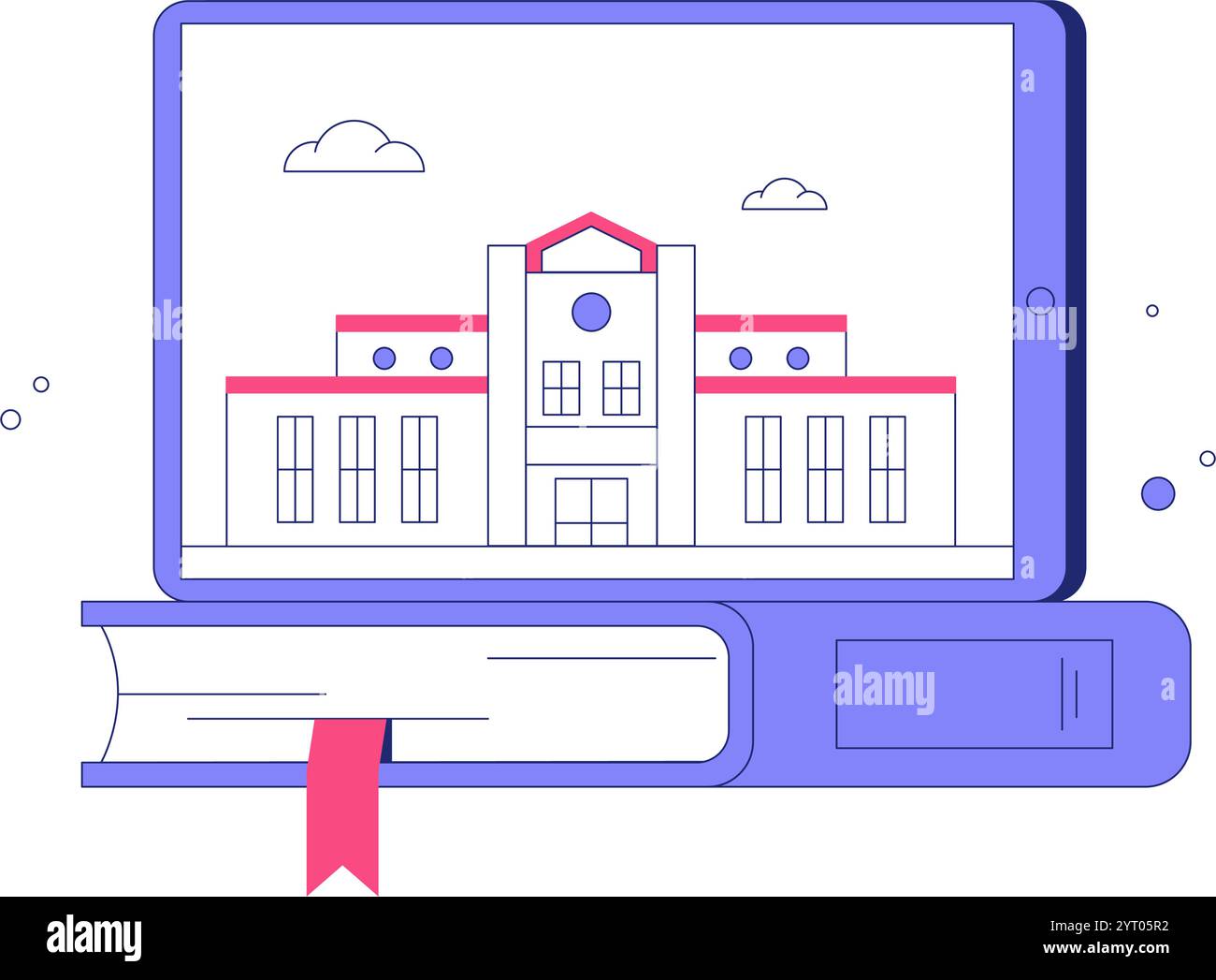 Digital Learning Platform With University Building On Tablet And Book ...