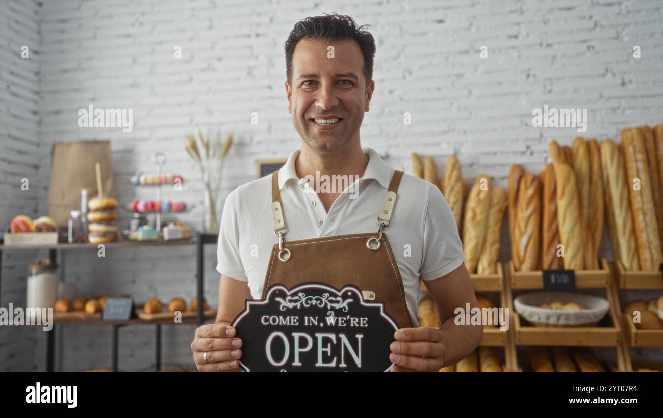 Glad man in apron hi-res stock photography and images - Alamy