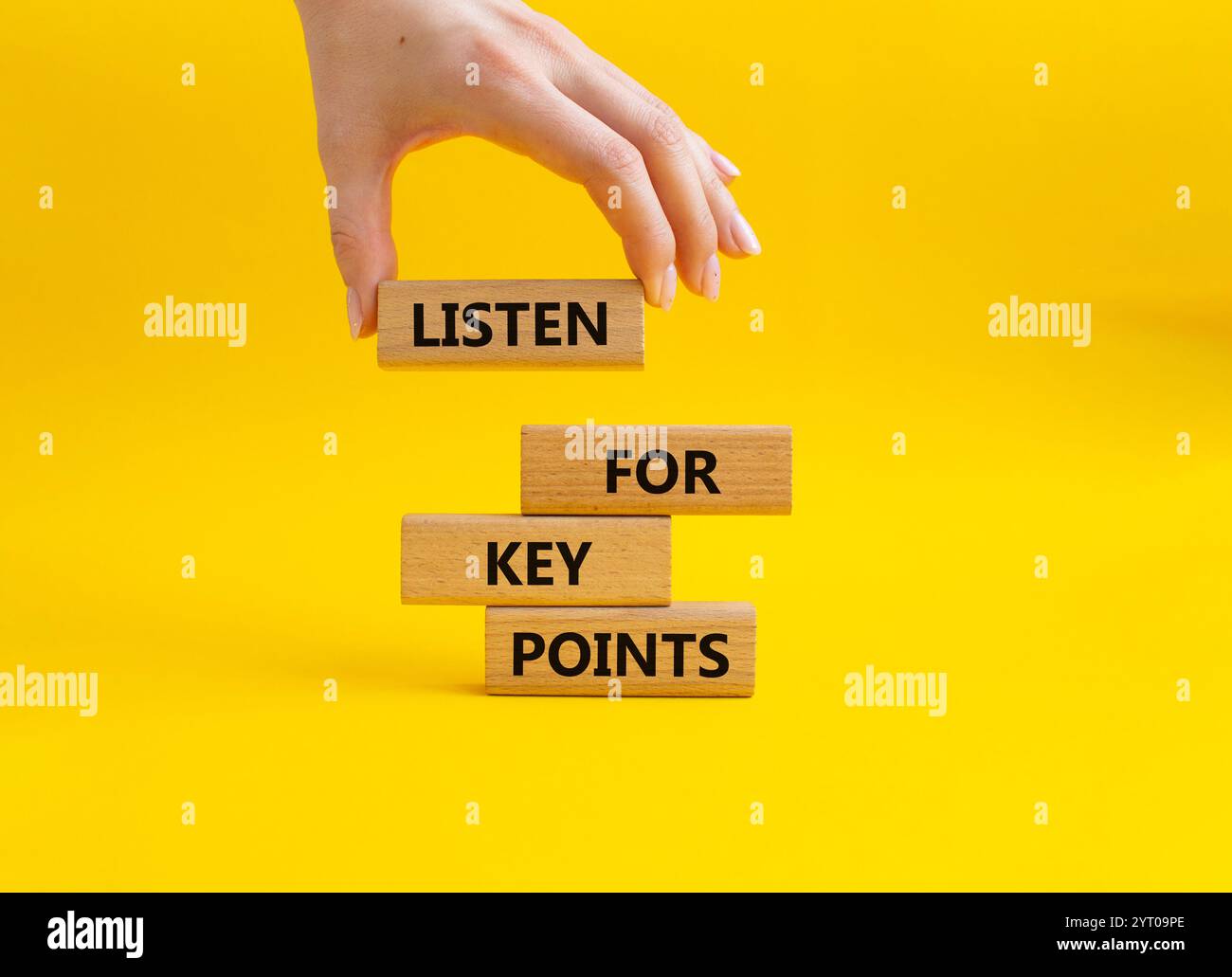 Key points symbol. Wooden blocks with words Listen for Key points ...