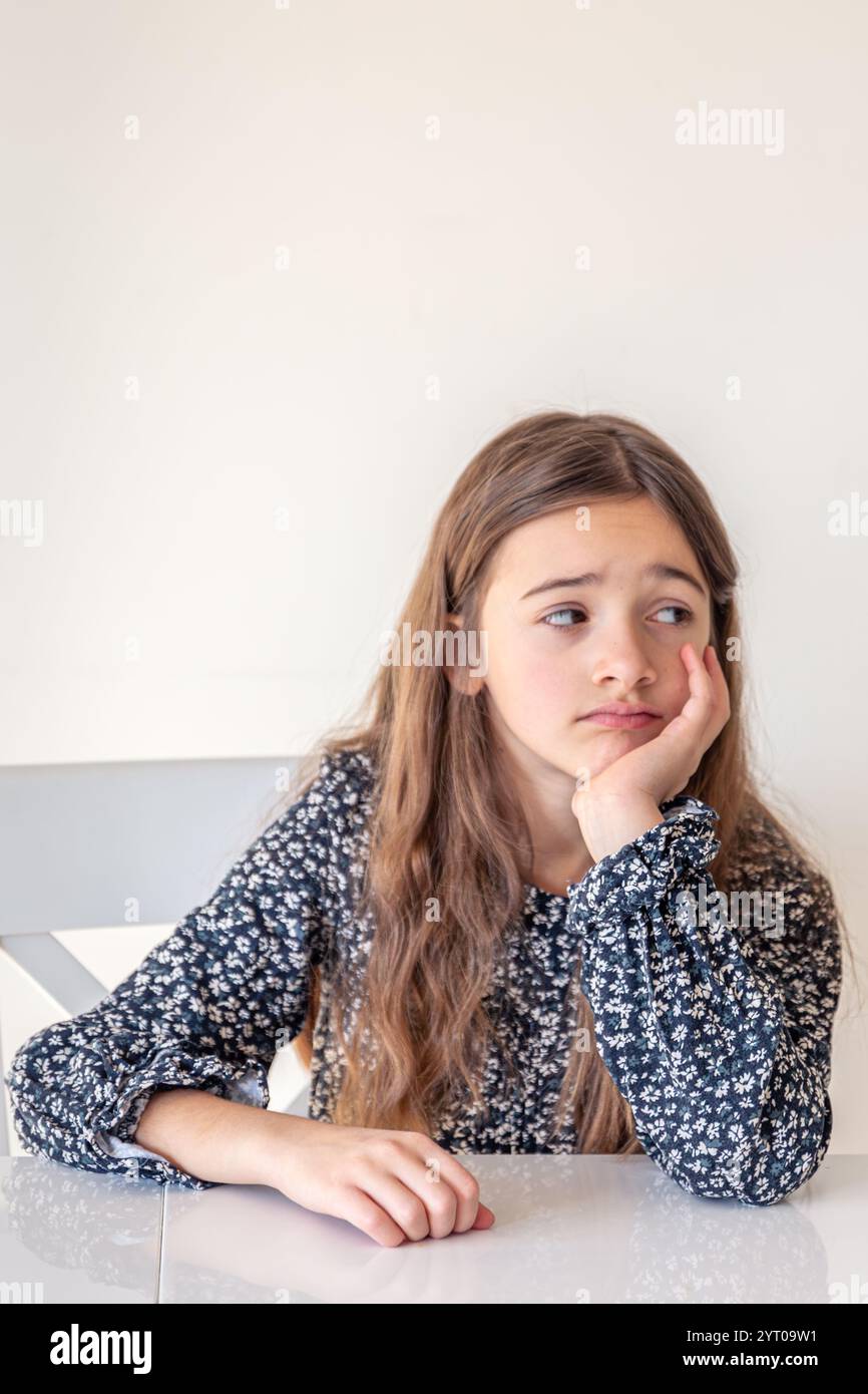 Sad girl. The girl has a sad emotion. Thoughtful girl Stock Photo - Alamy