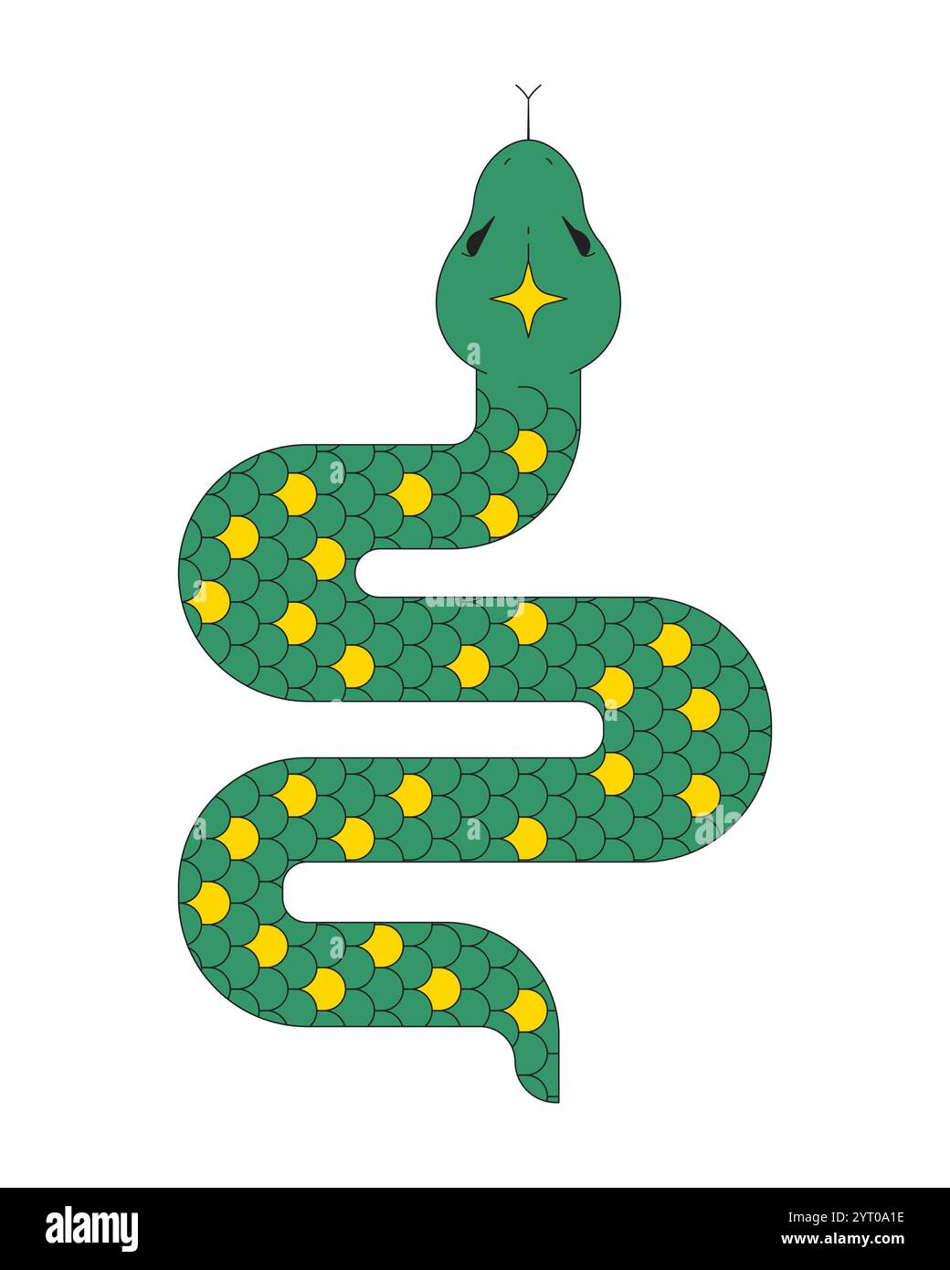 Artistic snake with sparkle on head 2D cartoon object Stock Vector ...