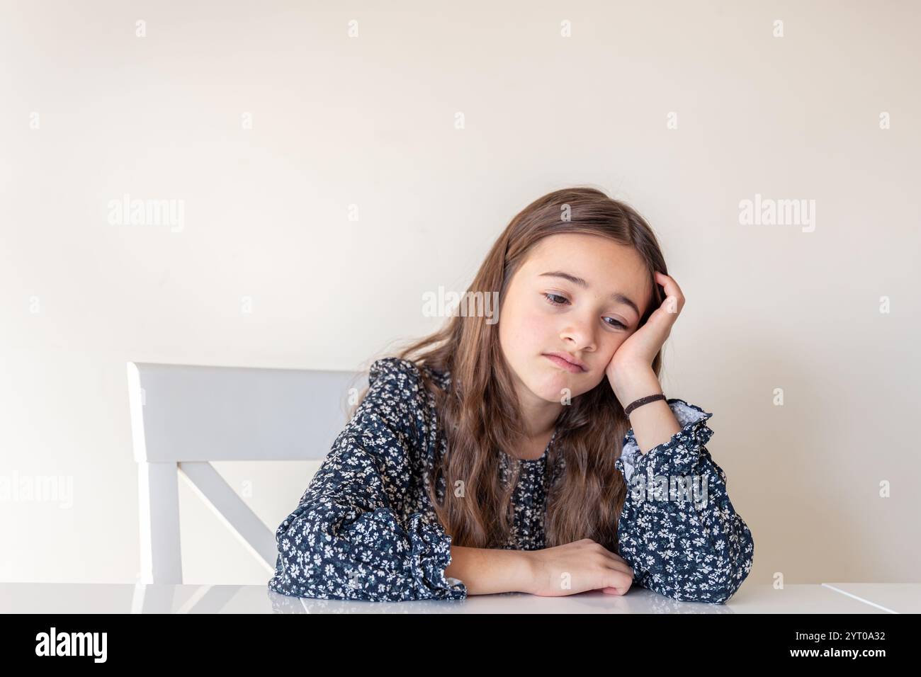 Sad girl. The girl has a sad emotion. Thoughtful girl Stock Photo - Alamy