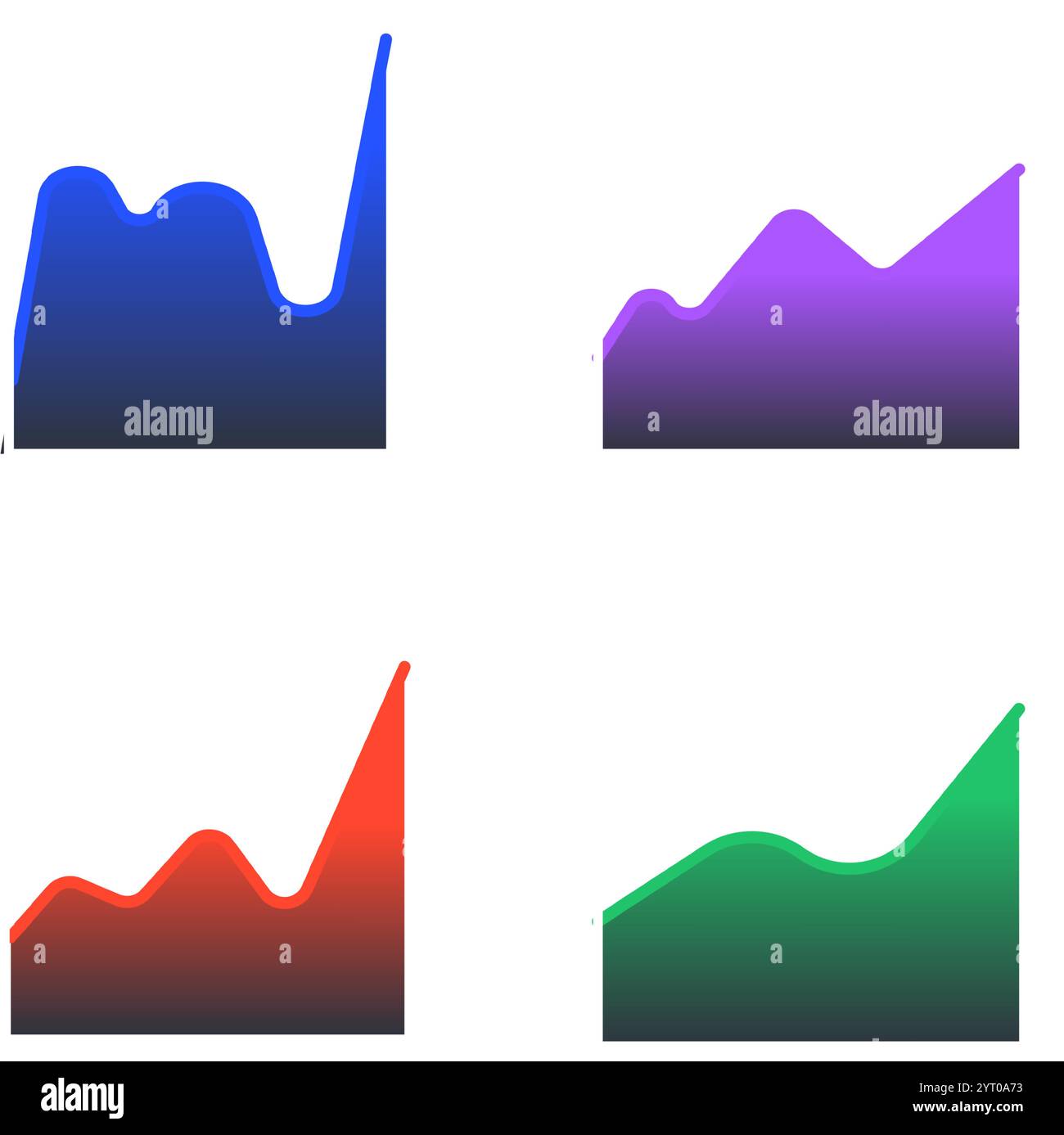 Featuring four vibrant business charts illustrating increasing ...