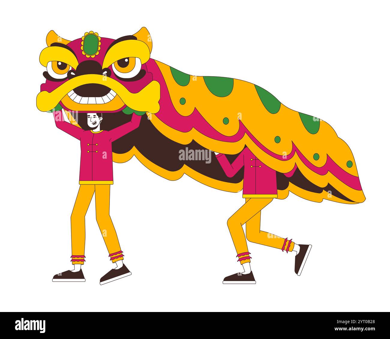 Lunar New Year lion dancers 2D cartoon characters Stock Vector Image ...