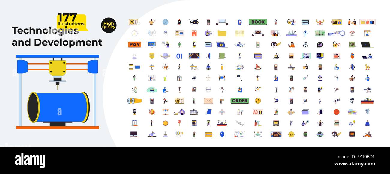 Modern technology cartoon flat illustrations mega bundle Stock Vector Image & Art - Alamy