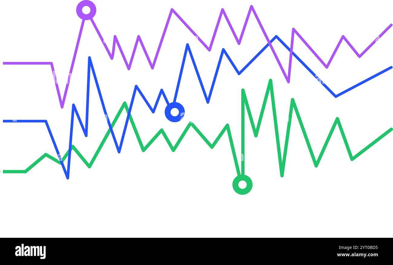 Colorful line graphs are fluctuating, representing data trends with ... Colorful line graphs are fluctuating, representing data trends with ...