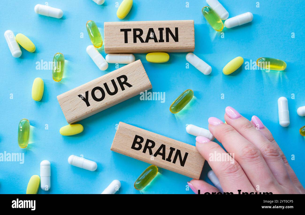Train Your Brain symbol. Concept words Train Your Brain on wooden ...