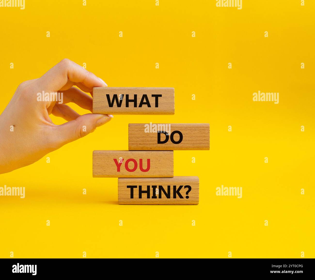 What do you think symbol. Wooden blocks with words What do you think ...