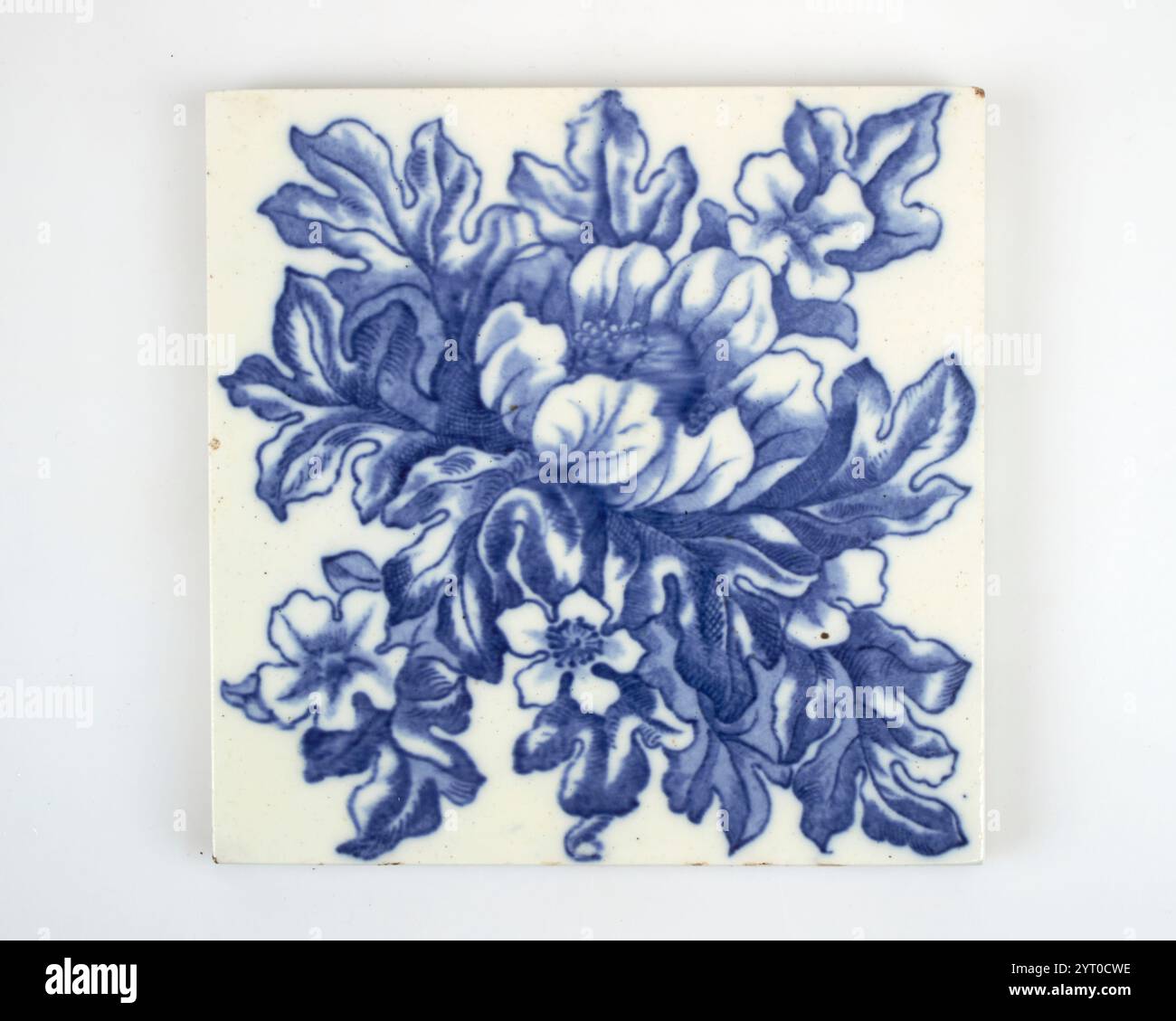 Antique 1890s Victorian H.A. Ollivant blue and white large flower ...