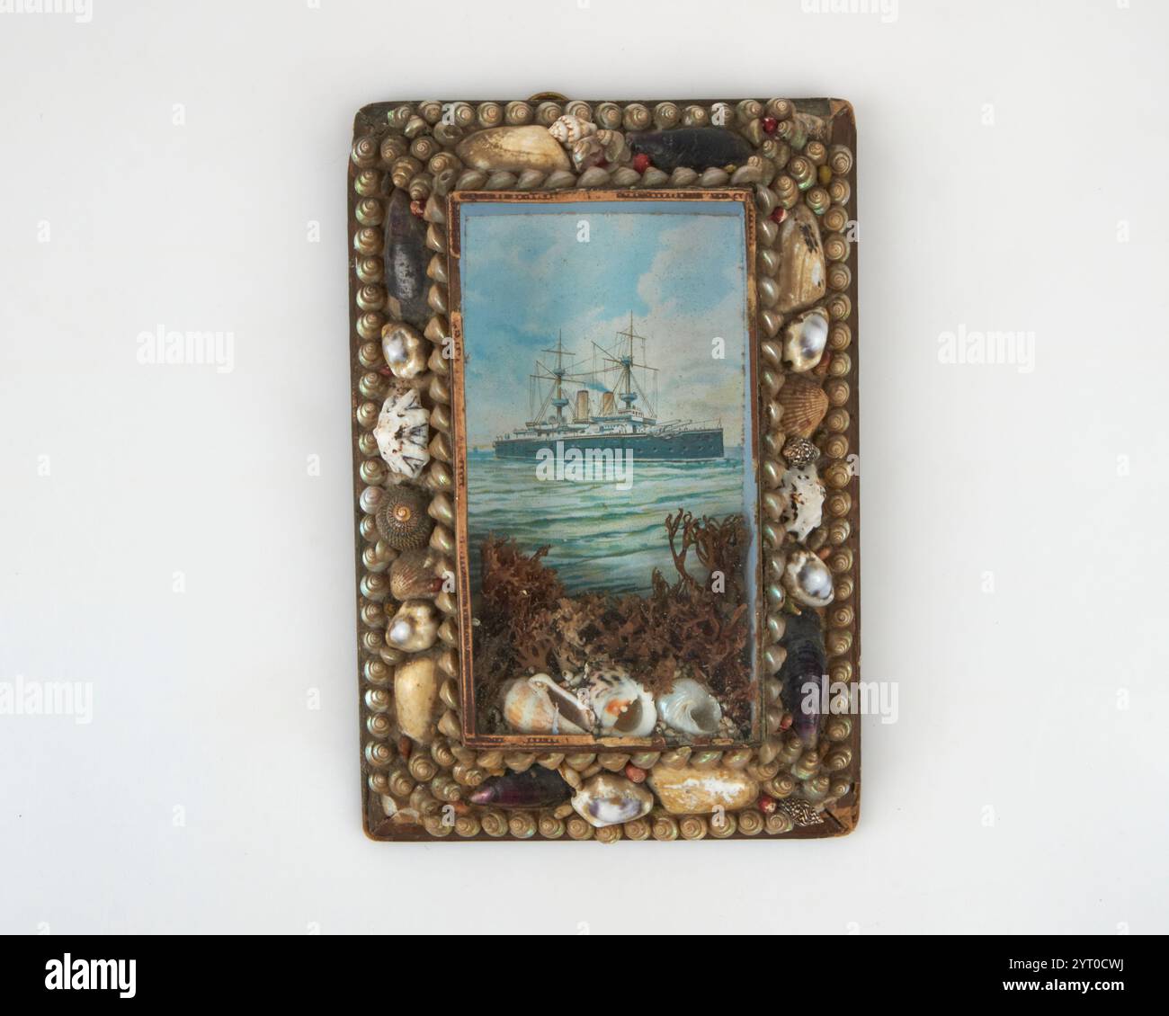 Antique Shell Art Diorama with a Warship 1890 Stock Photo - Alamy