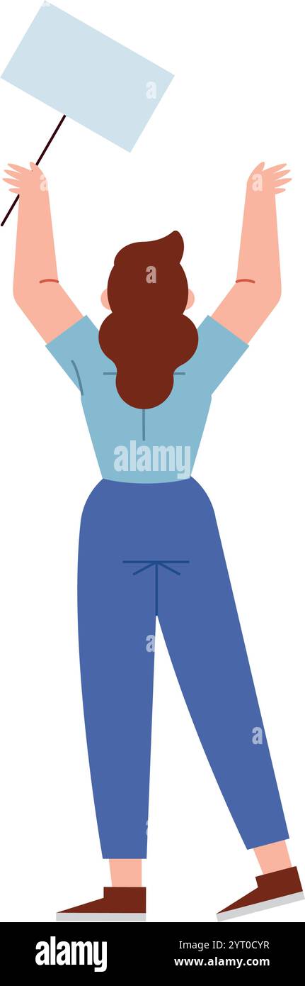 woman raising blank banner Stock Vector Image & Art - Alamy