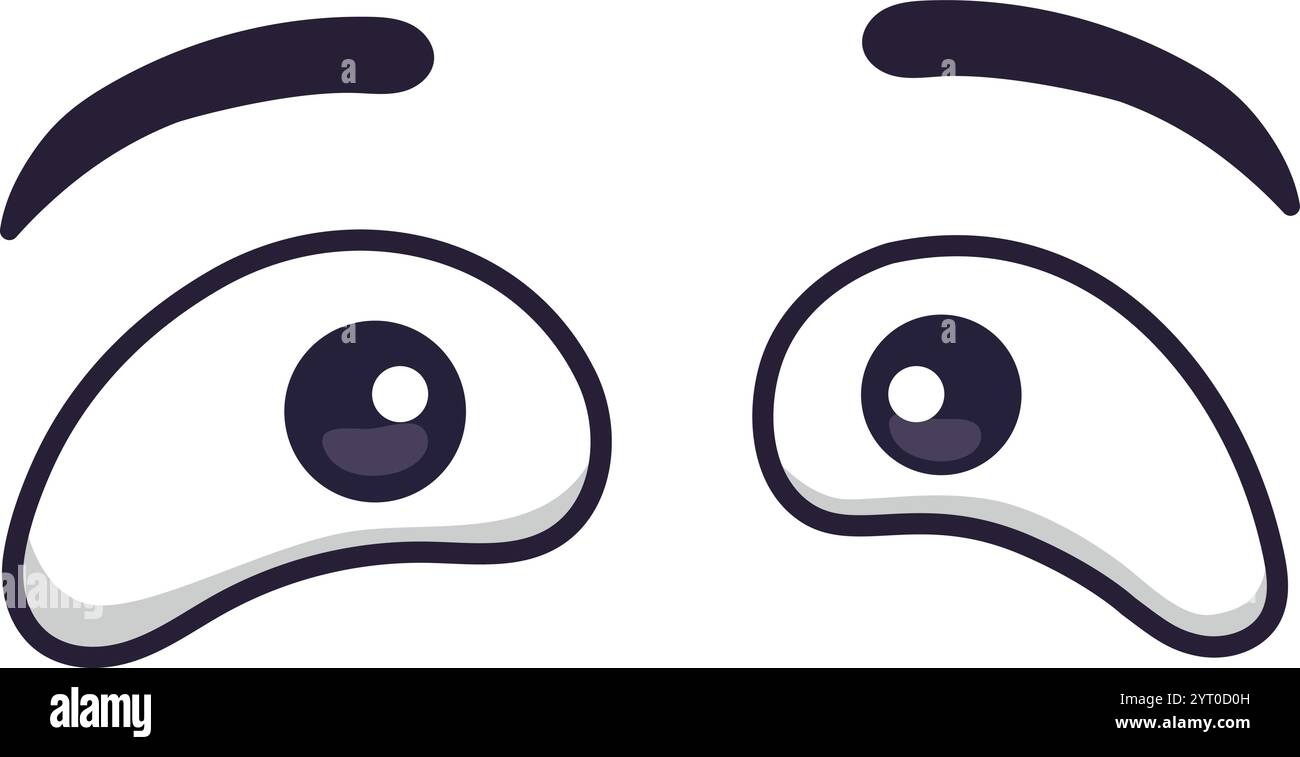 Cartoon eyes looking up with raised eyebrows, vividly expressing ...