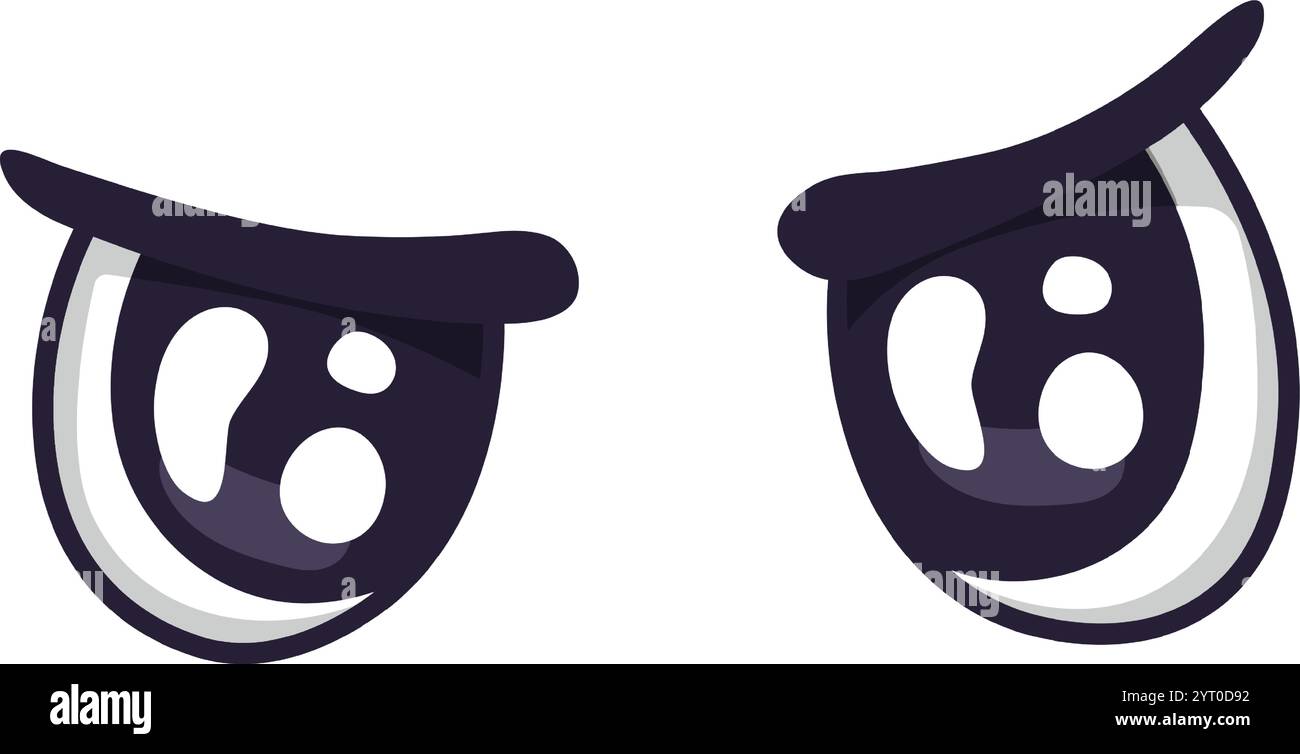 Cartoon eyes are expressing sadness with eyelids down and tears forming ...