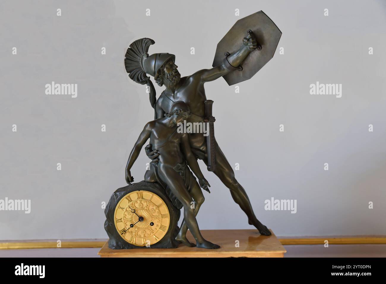 Neoclassicist clock with Greek warrior in the Royal Palace of La Granja ...