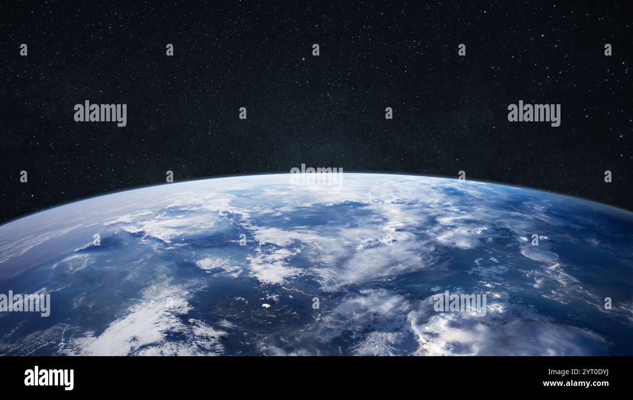 Amazing blue planet earth with ocean, clouds and continents in open ...
