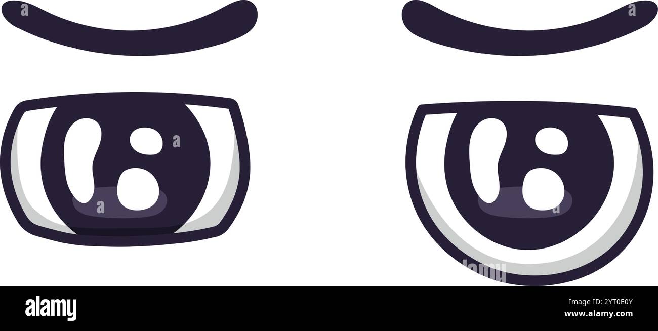 Cartoon eyes are expressing boredom or sadness, featuring dark pupils ...