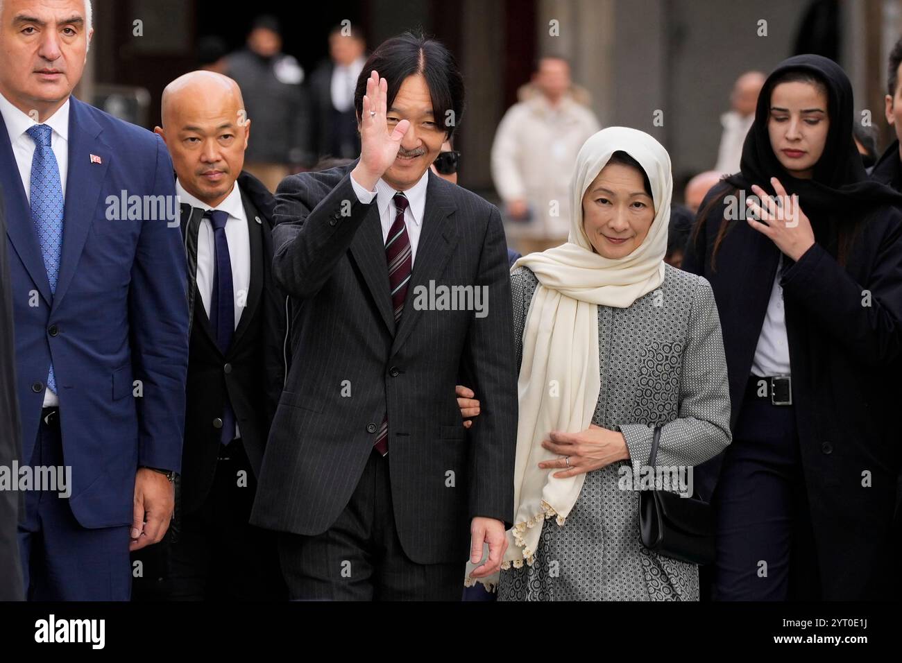 Japan's Crown Prince Akishino, center, his wife Crown Princess Kiko and ...