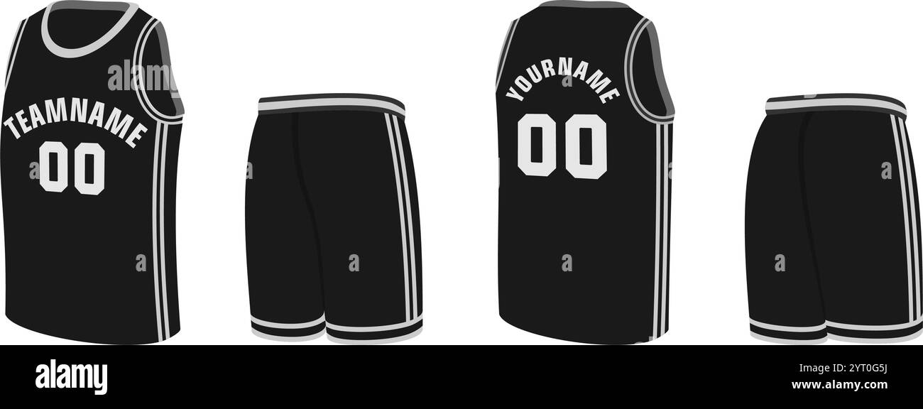 Basketball jersey side view set vector illustration isolated on white ...