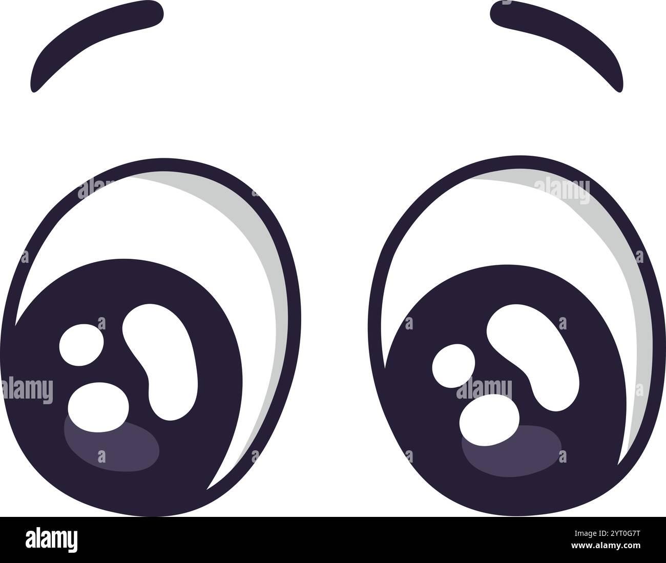 Two cartoon eyes are expressing surprise with raised eyebrows, creating ...