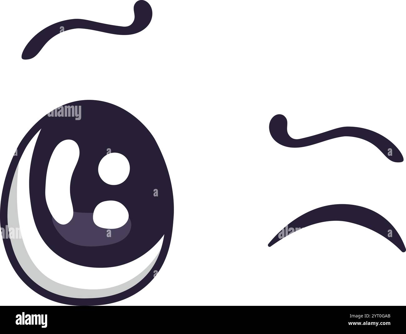 Winking cartoon eye with a raised eyebrow, radiating happiness and ...
